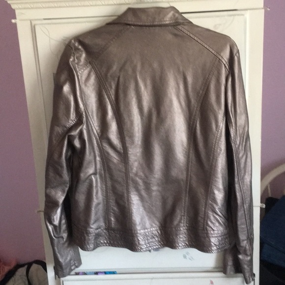 Dress Barn | Jackets & Coats | Bronze Metallic Faux Leather Jacket ...